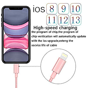 MFi-Certified Lightning Cable iPhone Charger - Compatible with iPhone Xs MAX XR X 8 8 Plus 7 7 Plus 6s 6s Plus 6 6 Plus and More (6FT Rose)