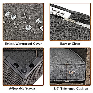 Kinsunny 5 PCs Outdoor Rattan Patio Furniture Set Wicker Conversation Set with Coffee Table Furniture Sectional Set for Garden Lawn Backyard