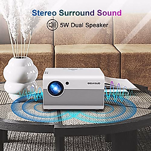 Full HD 1080P Projector with 100''Screen, BIGASUO Bluetooth Outdoor Movie Projector 180" Display Supported, Video Projector Compatible with Laptop/PS4/ Xbox/Smartphone