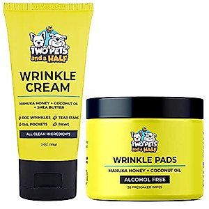 Wrinkle Cream Paste For Bulldogs(2oz)+Wrinkle Wipes For Bulldogs(50Wipes)-Say Bye To Rash On French & English Bulldog,Pug. Frenchie Dog Accessories Anti Itch Treatment for Wrinkles,Paw,Tail Pockets.