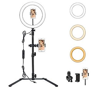 Godox LR120 12" LED Ring Light with Desktop Stand & Cell Phone Holder, USB Powered Conference Light CRI>90 Color Temperature 3000K to 6000K for TikTok/Live Stream/Makeup/Zoom Call & YouTube (Black)