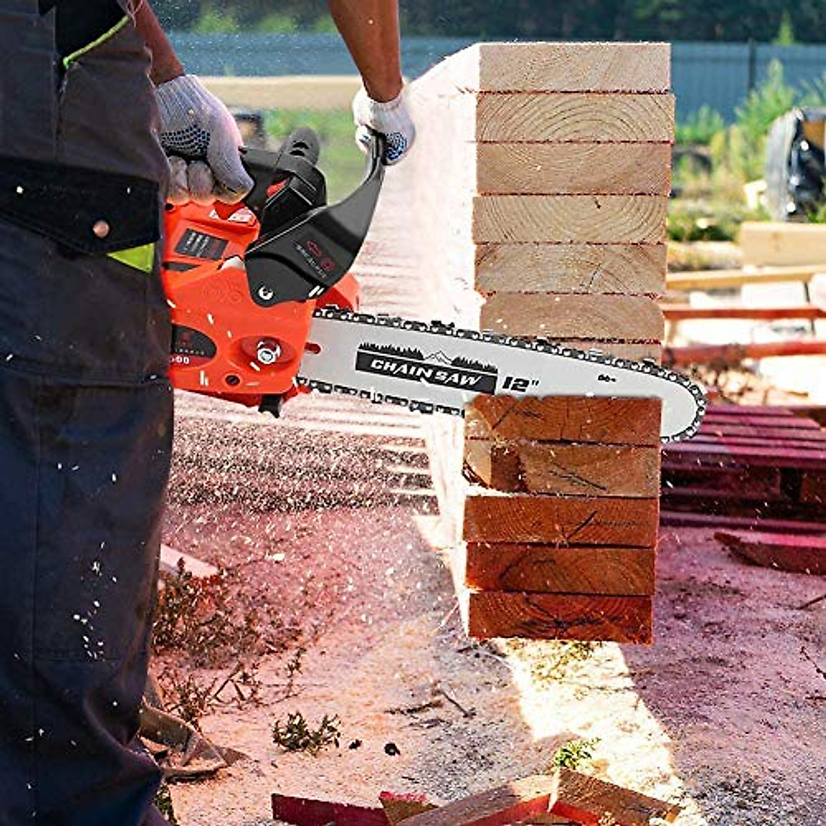 25.4CC Gas Chainsaw, 12" Gasoline Chainsaw Handheld Cordless Petrol Gasoline Chain Saw Wood Cutting Grindling Machine for Cutting Wood with Tool Kit,Garden Farm Home Use,3000r/min