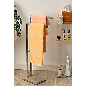 WENKO Granite Hand Towel Holder Stand for Bathroom, Double Tower Racks, Freestanding, 33.86 x 7.87 inch, Satinised