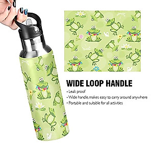 Frogs Leak Free Insulated Bottles with Handle 32 oz Vaccuum Bottle with Straw Lid Thermal Bottle for School Sport Travel BAP-Free