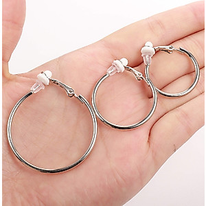 Ubjuliwa 6 Pairs Clip On Earrings for Women Fashion Hoop CZ Pearl Stud Earrings Women Clip On Earrings Set