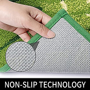 SIKIART Green Leaves Microfiber Absorbent Bath Mats,TPR Non Slip Backing,Machine Washable Plant Leaf Thick Carpet Decor Rug for Bathroom, Indoor, Doormat,Childrens Room Tub (Green Leaves, 16" x 24")