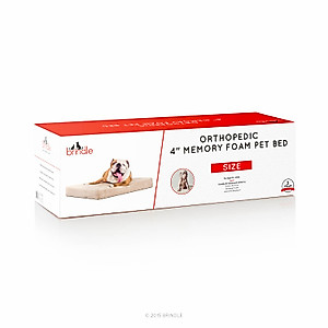 BRINDLE Waterproof Memory Foam Pet Bed - Removable and Washable Cover - 4 Inch Orthopedic Dog and Cat Bed - Fits Most Crates,Mocha Blue