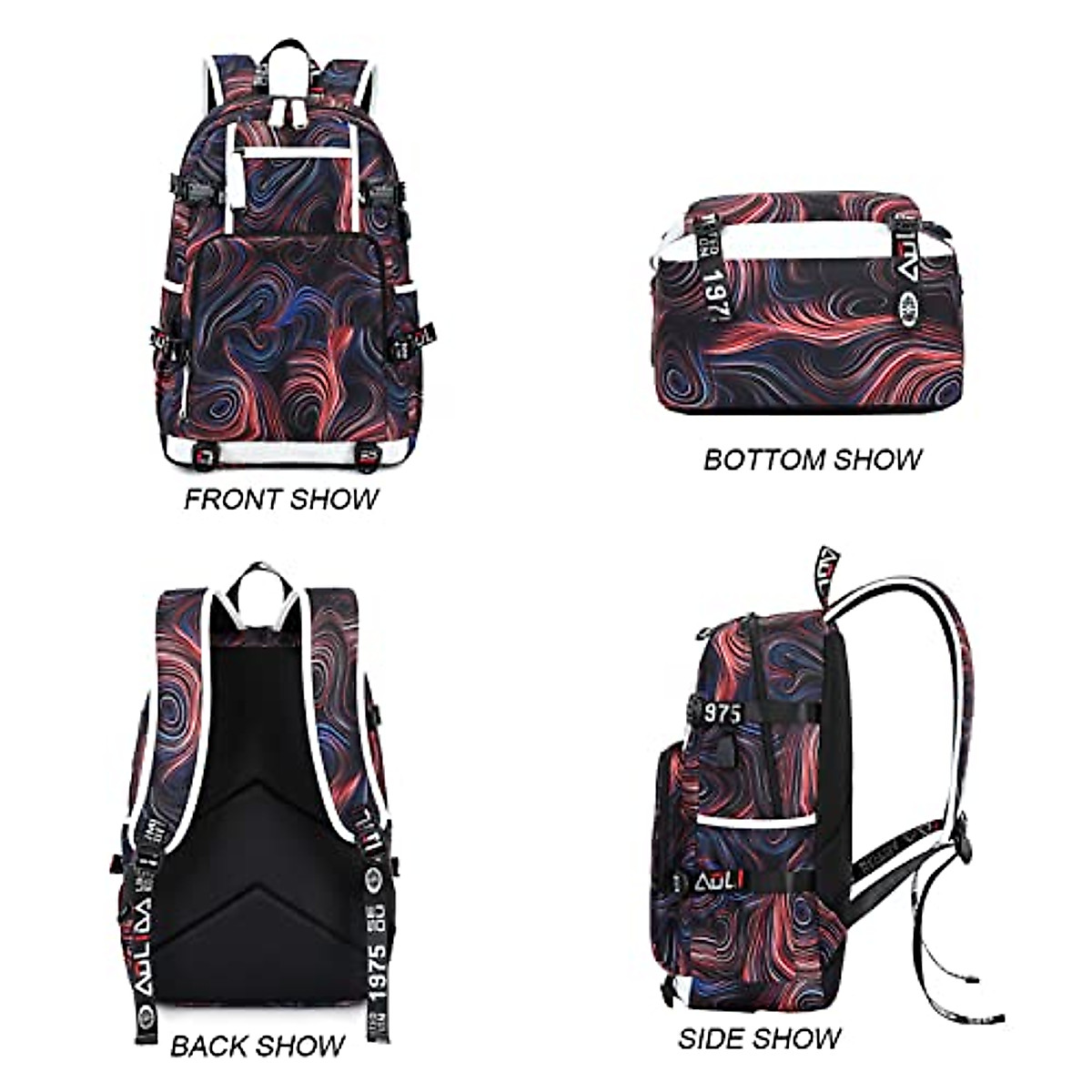 ZHIERNA Boys Backpack with Charging Port, Laptop Backpacks 17 Inch, Water Resistant Daypack Bookbags for College Students (Red)