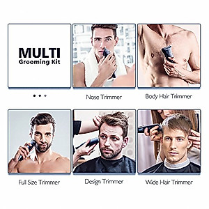 Hatteker Beard Trimmer Hair Clippers Mustache Trimmer Shavers for Men Hair Trimmer Nose Trimmer Body Trimmer 5-in-1 Cordless Haircut Kit for Men Waterproof