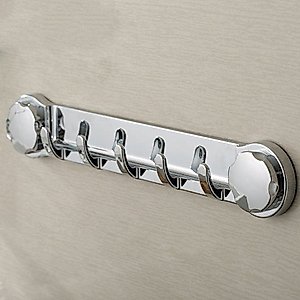 NevStp 5 Hooks Suction Cup Wall Hanger Vacuum Rack Vacuum Sucker Towel Rack Washroom Sundries Storage Hook Bathroom Organizer,Silver