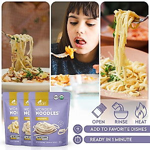 Wonder Noodles Variety Pack - Carb-Free, Keto, Gluten-Free, Kosher, Vegan, Low-Calorie -Organic Konjac Pasta - Spaghetti, Fettuccine, Ziti (14oz Each) Ready to eat in one minute