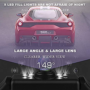 JPP License Plate Backup Camera, Car Rear View Reversing Backup Camera Automotive with IP68 Waterproof Rating, 149° Perfect View Angle 9 Night Vision LED Lights, Universal Car Backing Camera