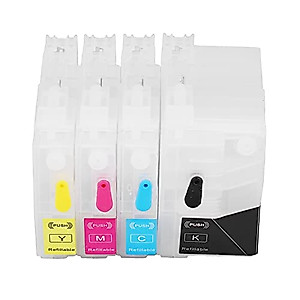Refill Cartridge Replacement, Sturdy Refill Cartridge Smoothly Output Good Sealing Magenta Blue Yellow Black PP for Printer (LC3219)