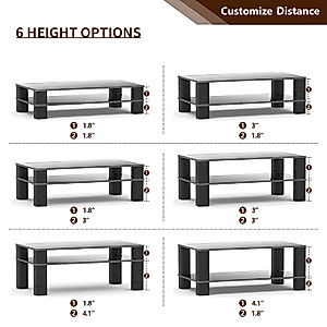 TAVR Monitor Stand Riser, 2 Tier Monitor Stand with Storage Organizer and Adjustable Height for Computer Laptop PC Printer Screen, Black
