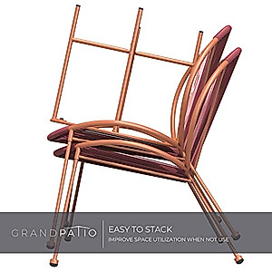 Grand patio Outdoor Acapulco 3-Pc Steel Low Seat Lounge Bistro Set, Open Weave Wicker Small Seating Set with Reclined Back for Balcony, Patio, Pool, Garden, Backyard, Tangerine