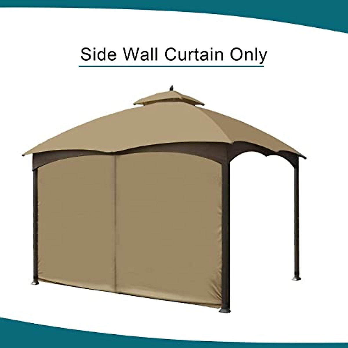 Gazebo Universal Replacement Privacy Curtain - Wonwon Privacy Panel Canopy Side Wall with Zipper for 10' x 12' Outdoor Gazebo (Khaki)