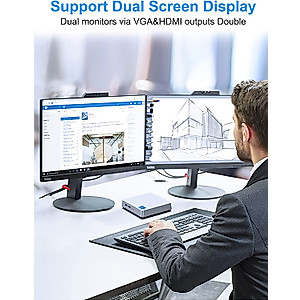 Fanless Mini PC Intel Atom Z8350 Processor,Mini Desktop PC Windows 10 Pro,8GB LDDR3 128GB EMMC,Mini Computer Support Dual Display/4K HD/2.4G+5G Dual-Band WiFi for Business Home Theater