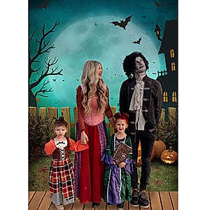 Maijoeyy 5x7ft Halloween Backdrop Pumpkin Halloween Backdrops for Photography Moon Bat Fence Halloween Photo Backdrop for Parties Children Kids Halloween Party Decoration