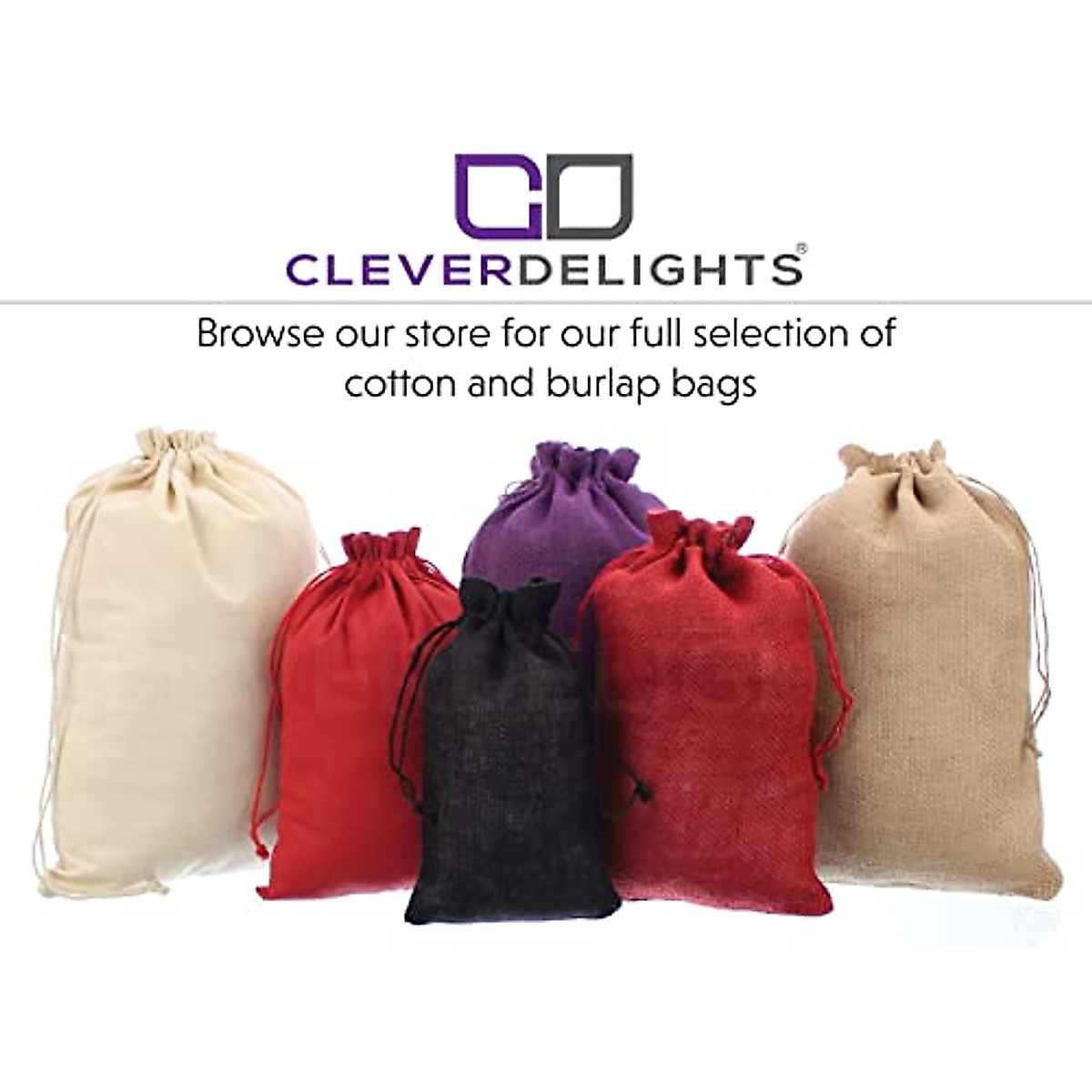 CleverDelights 6" x 10" Burlap Bags with Drawstring - 10 Pack