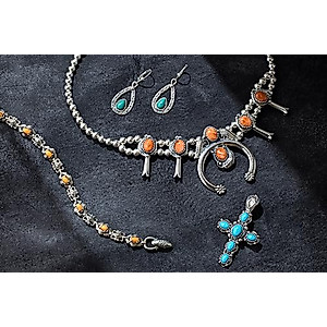 American West Sterling Silver Women's Link Bracelet Oval Orange Spiny Oyster Gemstone Size Small