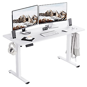 Standing Desk, Height Adjustable Desks with Powerful Motor and Cable Management,electric Sit Stand Desk with Hight Preset Design for Home Office Use 55x24 in White