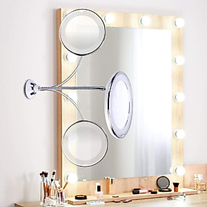 FQYYDD Illuminated Makeup Mirror 10X Adjustable Makeup Mirror With Led Light Amplification