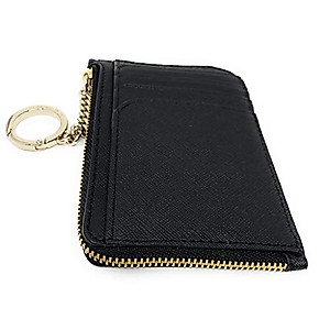Kate Spade New York Medium L-Zip Leather Card Holder Keychain Black