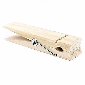 6 Inch, Giant Clothespins, Jumbo Wood Clips for DIY Craft, Bathroom or Laundry Room Decoration, 12 PCS