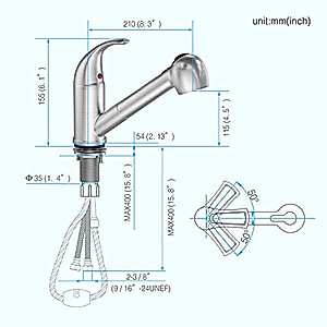 LEPO Single Lever Pull Out Kitchen Sink Faucets, Single Handle Low Arch Stainless Steel Brushed Nickel Rv Kitchen Faucet with Pull Down Sprayer, Bar Utility Sink Faucets