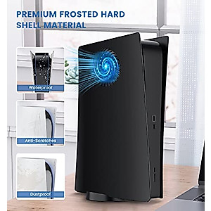 PS5 Faceplate Cooling Version PS5 Plate Cover Skin for Playstation 5 Disc Edition Upgraded Turbo Vents PS5 Replacement Side Plate Hard Shockproof ABS Anti-Scratch PS5 Plate Case Cooling Matte Black