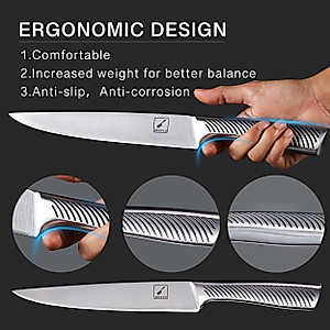 imarku Knife Set with Block for Kitchen, 14PCS High Carbon Stainless Steel Knife Set, One-piece Dishwasher Safe Kitchen Knives Set, Chef Knife Set with Built-in Sharpener, Non-slip Ergonomic Handle