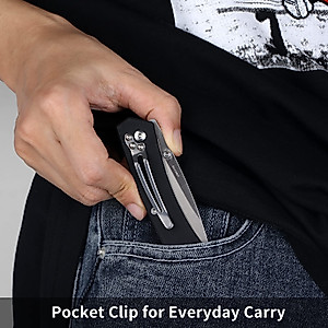 Pocket Knife with G10 Handle, 2.6" 8Cr13MoV Stainless Steel Blade, Safety Liner Lock, Belt Clip - Perfect for Camping, Hiking, Fishing, and Every Day Carry, Black