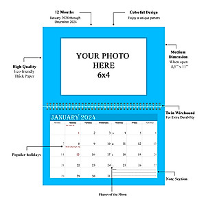 2024 Photo Frame Wall Spiral-bound Calendar (Add Your Own Photos) - 12 Months Desktop/Wall Calendar/Planner - (Geometrics Edition #005)
