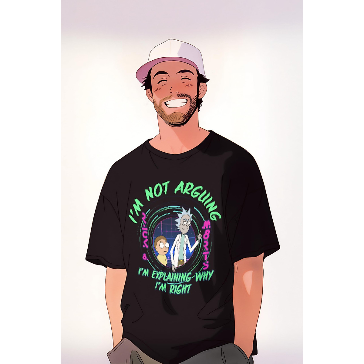 RICK AND MORTY I’m Not Arguing I’m Explaining Why I’m Right Men's and Women's Short Sleeve T-Shirt (Black, Large)