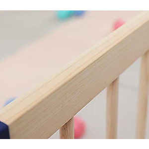 Wooden Baby Playpen Fence Play Pen Play Yard Area Gate with Door for Babies and Toddlers Kids, Portable Wooden Indoor Freestanding, Kids Baby Pet Cats Play Fence Playpen with Door(180x200x61cm)