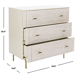 SAFAVIEH Home Collection Genevieve Cream/White Washed 3-Drawer Storage Living Room Bedroom Chest Dresser DRS5000E, 0