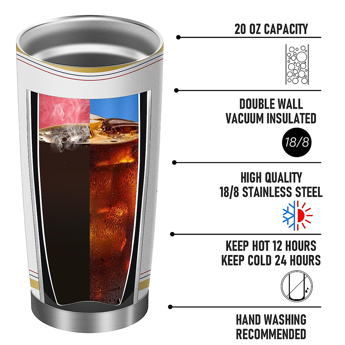 ATHAND 20 oz Modelo Beer Inspired Tumbler Cups with Lid, Stainless Steel, Double Wall, Insulated Tumblers Travel Coffee Mug, Birthday Christmas Gifts For Women Men