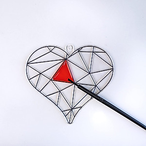 Winlyn 24 Sets Heart Suncatchers Ornaments Decorations DIY Window Paint Art Stickers Crafts Heart Sun Catchers Kits for Kids Valentine's Day Pirate-Themed Birthday Activities Party Favors Art Project