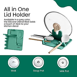 The Online Falcon Silicone Utensil Rest 3-In-1, Stovetop Organizer with Drip Pad, Heat Resistant, Spoon Rest with Ladle Holder for Stove, BPA Free, Grey