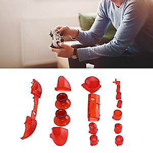 Entatial Full Trigger Buttons Kits, Comfortable Multi Color Full Buttons Set Mod Kit for Series X/S Controller for Series S Controller(Transparent red)