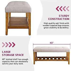 ACME Furniture Charla Bench, Light Gray & Oak, One Size