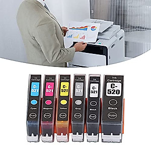 Hilitand Ink Cartridge ABS Printer Cartridge with Ink for Office, Schools, Trade Building Printing Photos, Test Papers, Documents (BK BK C M Y GY 6 Colors)
