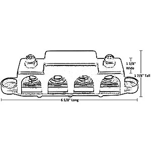 (Red & Black) 3/8" 4 Stud Power Distribution Block -BUSBAR- with Cover - Made in The USA