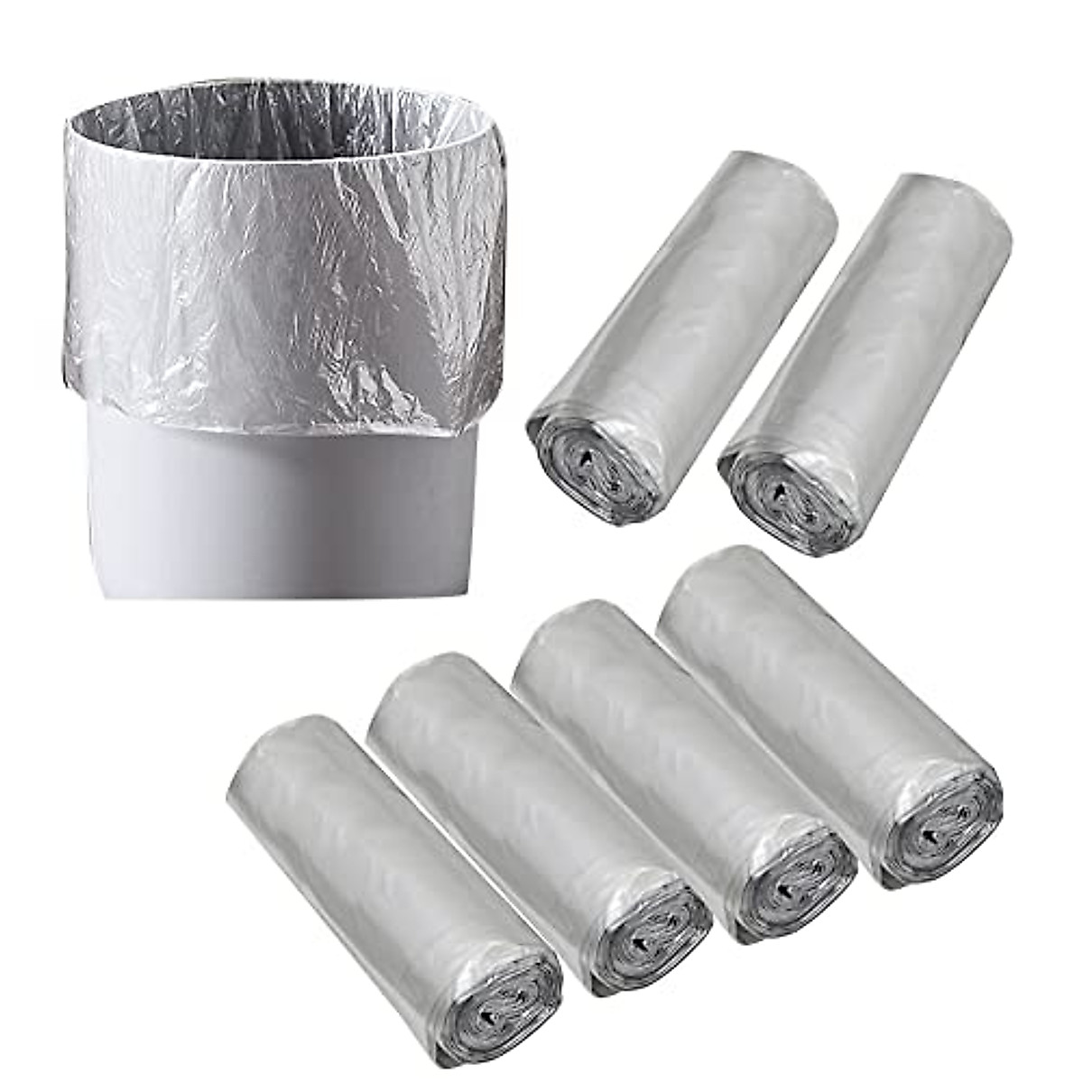 4 Gallon Bathroom Trash Bags ,6 Rolls 120pcs Small Trash Garbage Bags, Disposable Trash Bags for Office, Bathroom Wastebasket Waste Bin (Silver 120 Count)