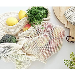 Reusable Produce Bags, Cotton Mesh Produce Bags, Onion Mesh Bag, 100% Organic Cotton, Cloth Produce Bag Grocery, Vegetables Bags for Grocery Shopping, Cotton Vegetables & Fruits Mesh Bag 6 (2XL,2L,2M)