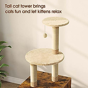 FavePaw Cat Litter Box Enclosure, Cat Tree with Litter Box Enclosure, Cat Litter Box Furniture with Cat Tree Tower and Condo, Indoor Cat House with Sisal Scratching Post and Soft Plush Perch, Brown