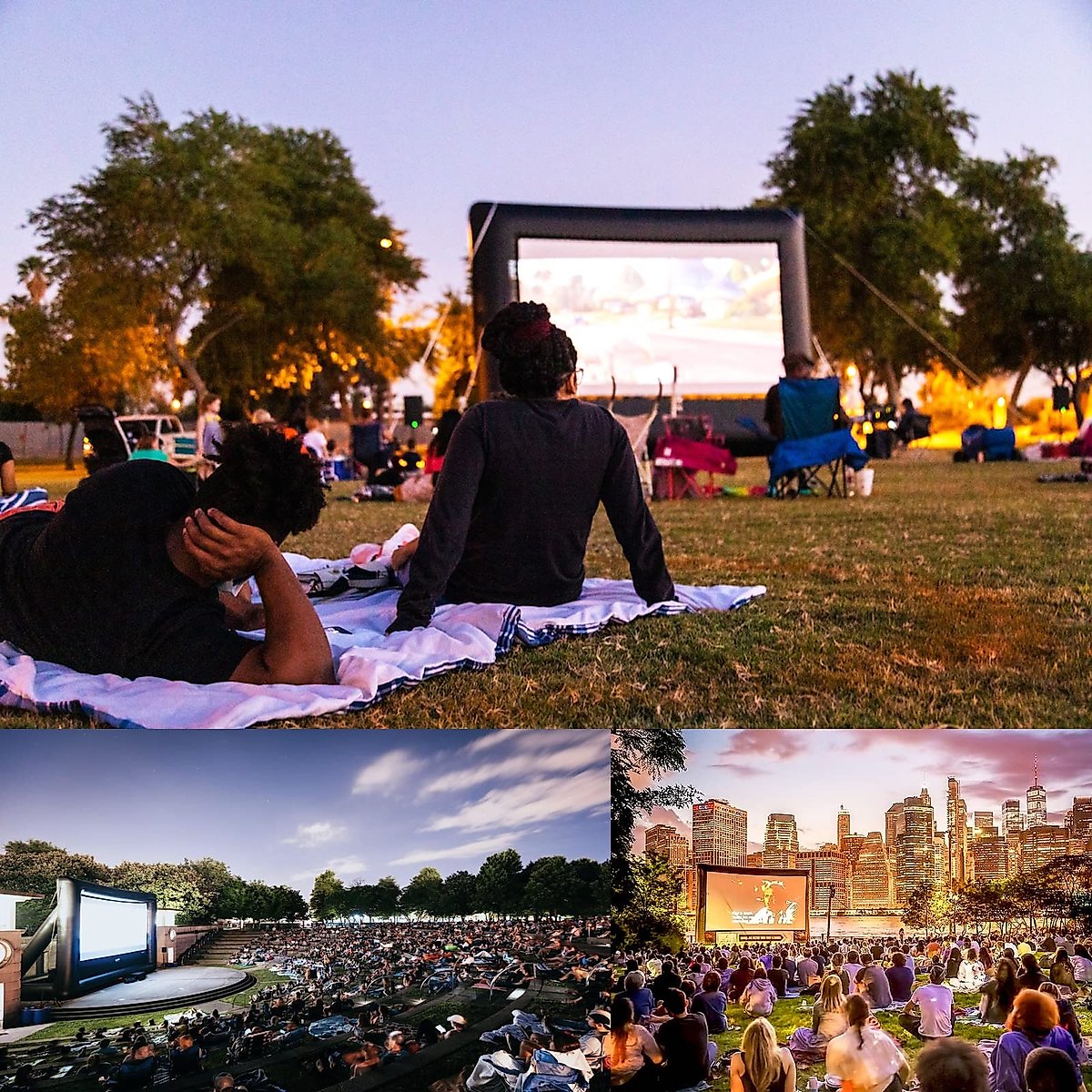 staelea 21ft Inflatable Projector Movie Screen for Outside and Indoor Theater Projector Screen，Supports Front and Rear Projection，Includes a Powerful Fan, Strapping, Repair Kit and Storage Bag