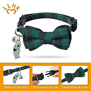 LLHK 4 Pack Small Fish Cat Collars with Bow Tie and Bell,Personalized Breakaway Kitten Collar for Girl boy Cats,Adjustable 7-12inch,Cute for Kitty Kitten Adult Cats,Pet Supplies,Stuff,Accessories