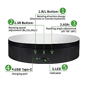 2 in 1 Motorized Rotating Display Stand with Mirror Sticker,Motorized Lazy Susan Turntable Spinning Display 5.74" with 8.7 Inch Replacement Cover for Photography Show Platform (Black,Without Remote)