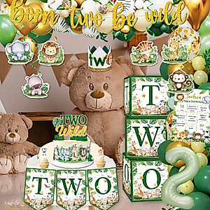 Cocomigo Two Wild Birthday Decorations Boy Two Safari Baby Shower Decorations Two Year Old Birthday Decorations 2 Year Old Birthday Decorations Boy Jungle Safari Animal 2nd Birthday Decorations